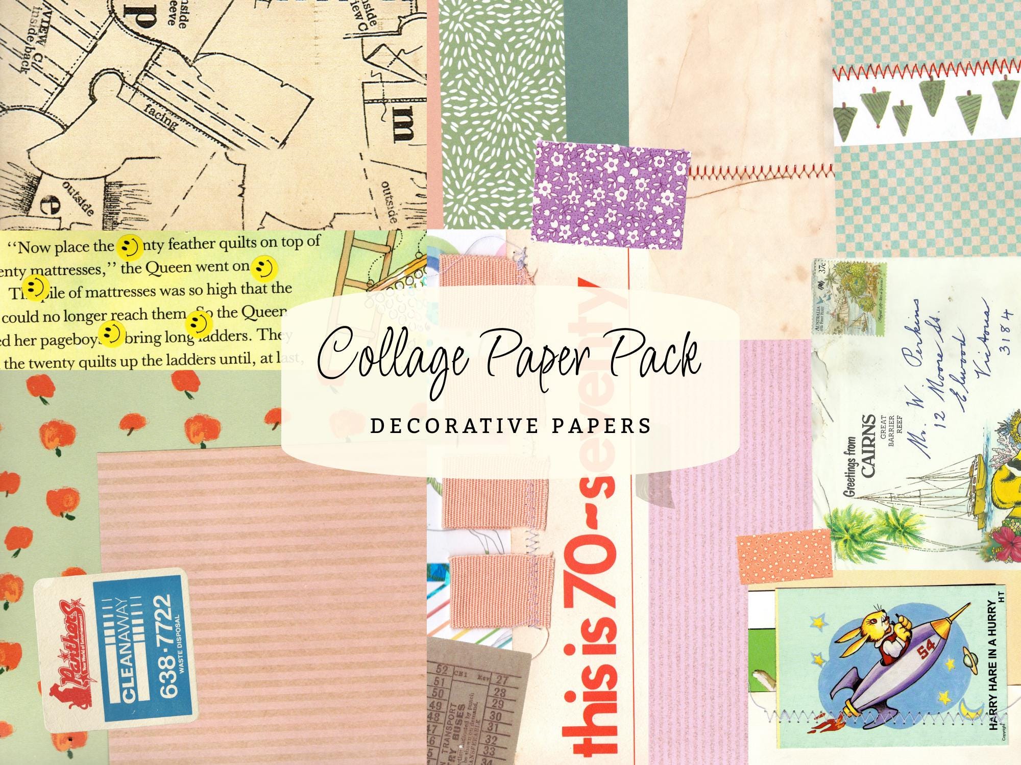 Collage Paper Pack Digital Download | Scrapbook Junk Journal Decoration ...
