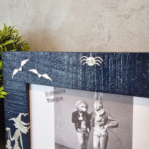 Halloween Photo Frame Décor, Spooky Witchy Navy Blue Hanging Frame ...