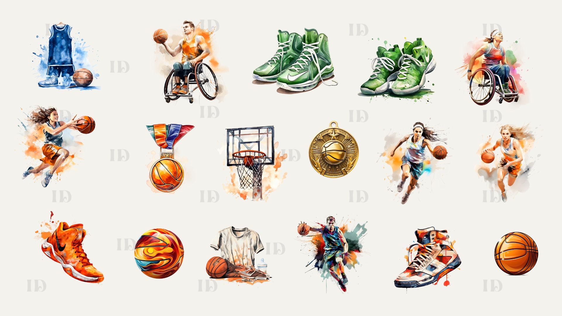 Digital Basketball Clipart Set | 72 Basketball PNG Images | Sports ...