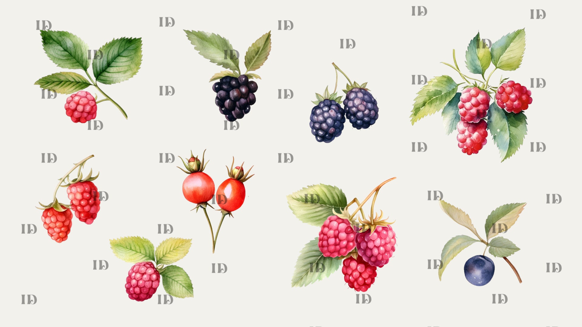 Nordic Berries Watercolor Clipart Set | Lingonberries, Cloudberries ...