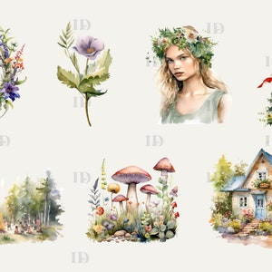 Midsummer Watercolor Clipart Set | Floral Wreaths | Midsommar Maypole ...
