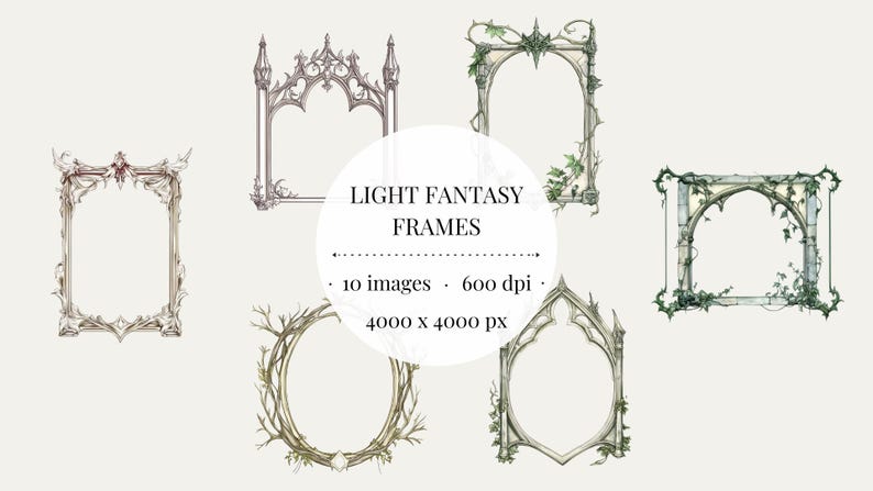 Light Fantasy Clipart Frames Light Aesthetic Digital Borders Clipart ...