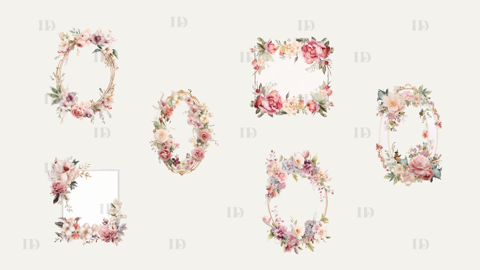 Clipart Frames Floral Clipart Set Borders Flowers Clipart Romantic ...