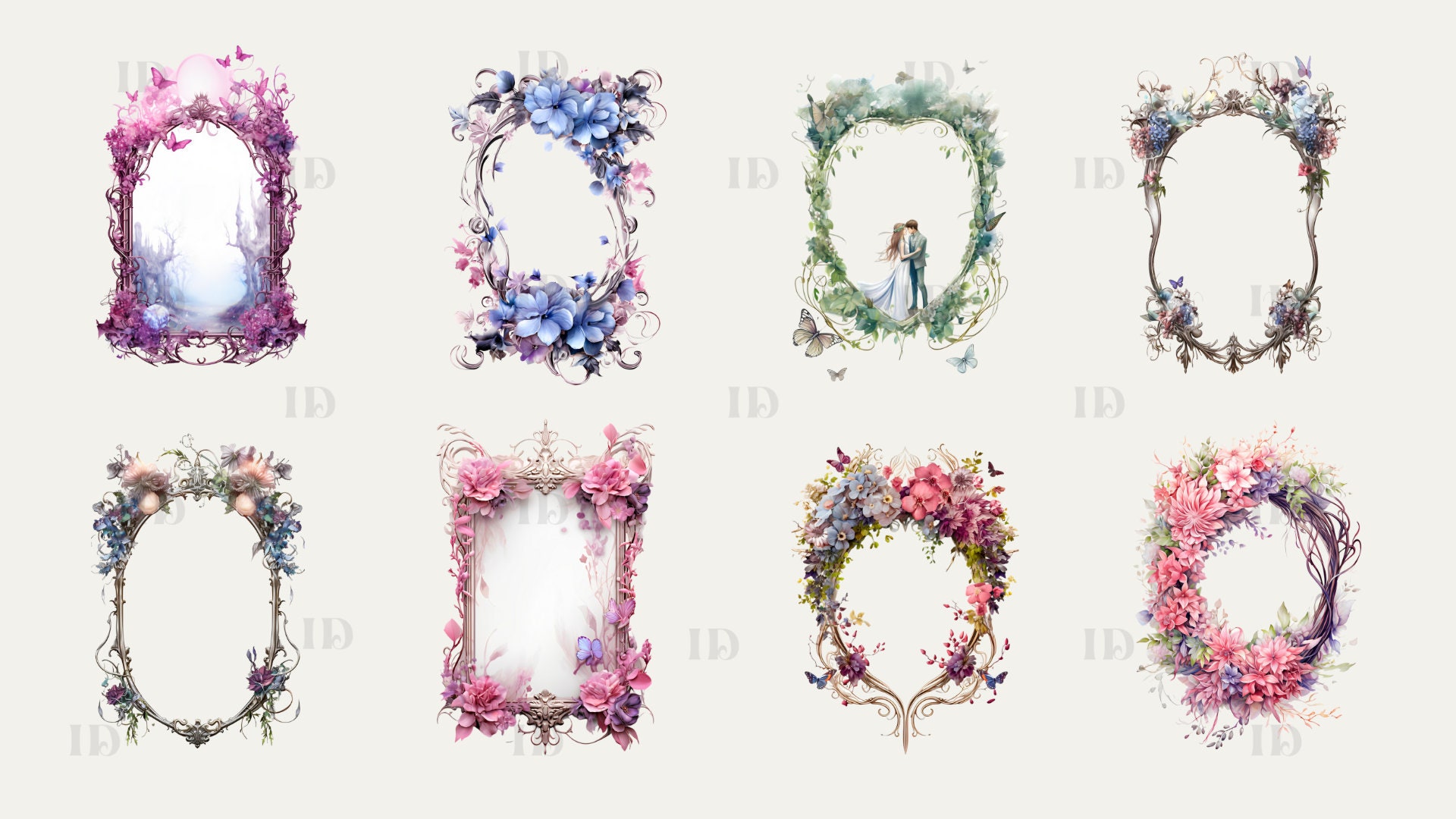 Fantasy Fairytale Frames Clipart Set: Romantic Borders for Digital ...