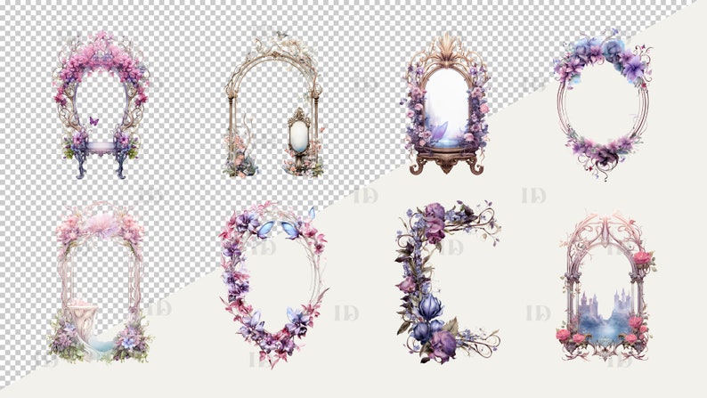 Fantasy Fairytale Frames Clipart Set: Romantic Borders for Digital ...