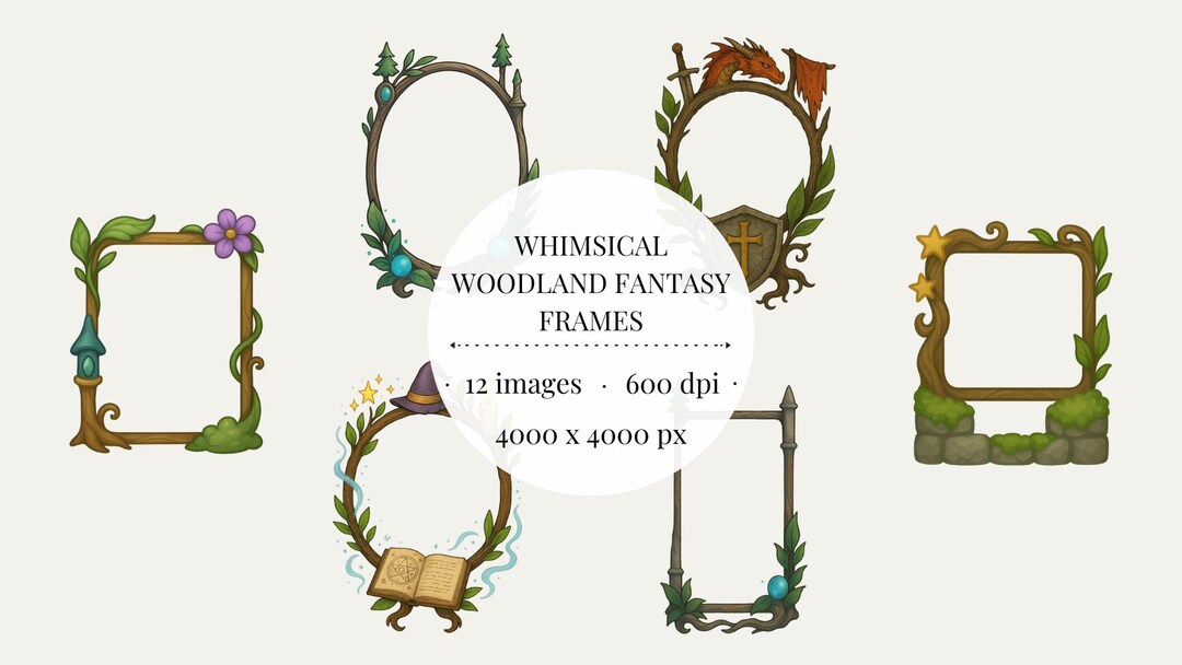 Woodland Fantasy Frames Clipart Bundle (PNG) - Etsy