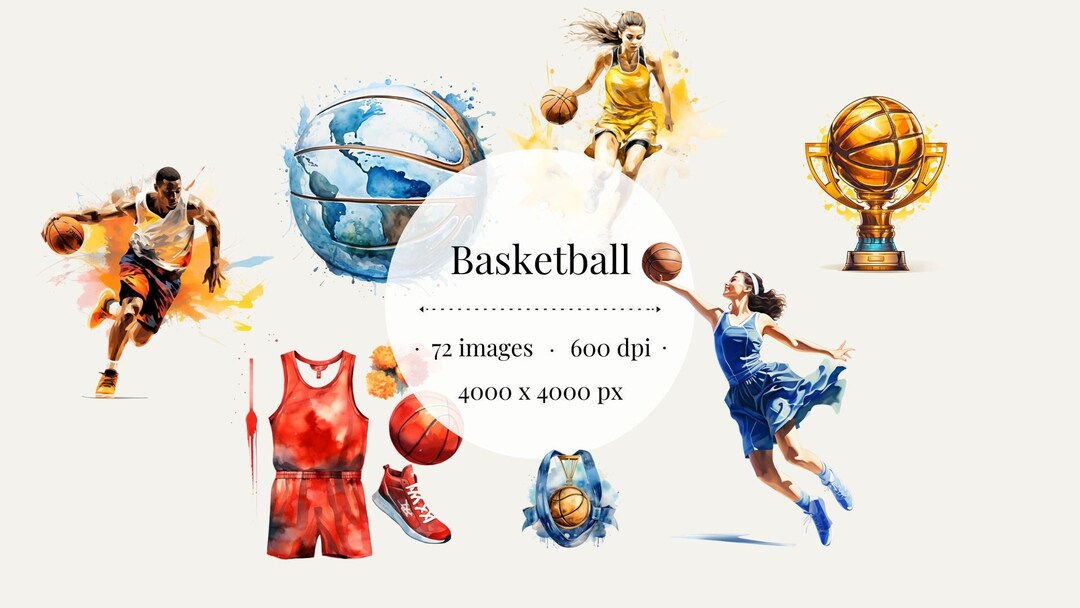Digital Basketball Clipart Set | 72 Basketball PNG Images | Sports ...