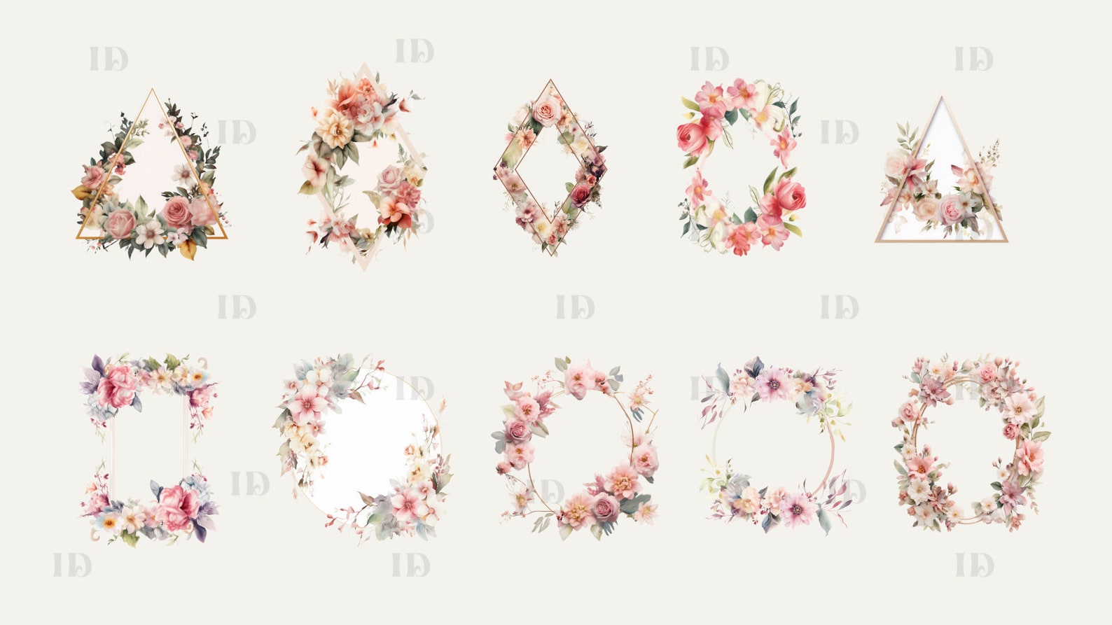 Clipart Frames Floral Clipart Set Borders Flowers Clipart Romantic ...
