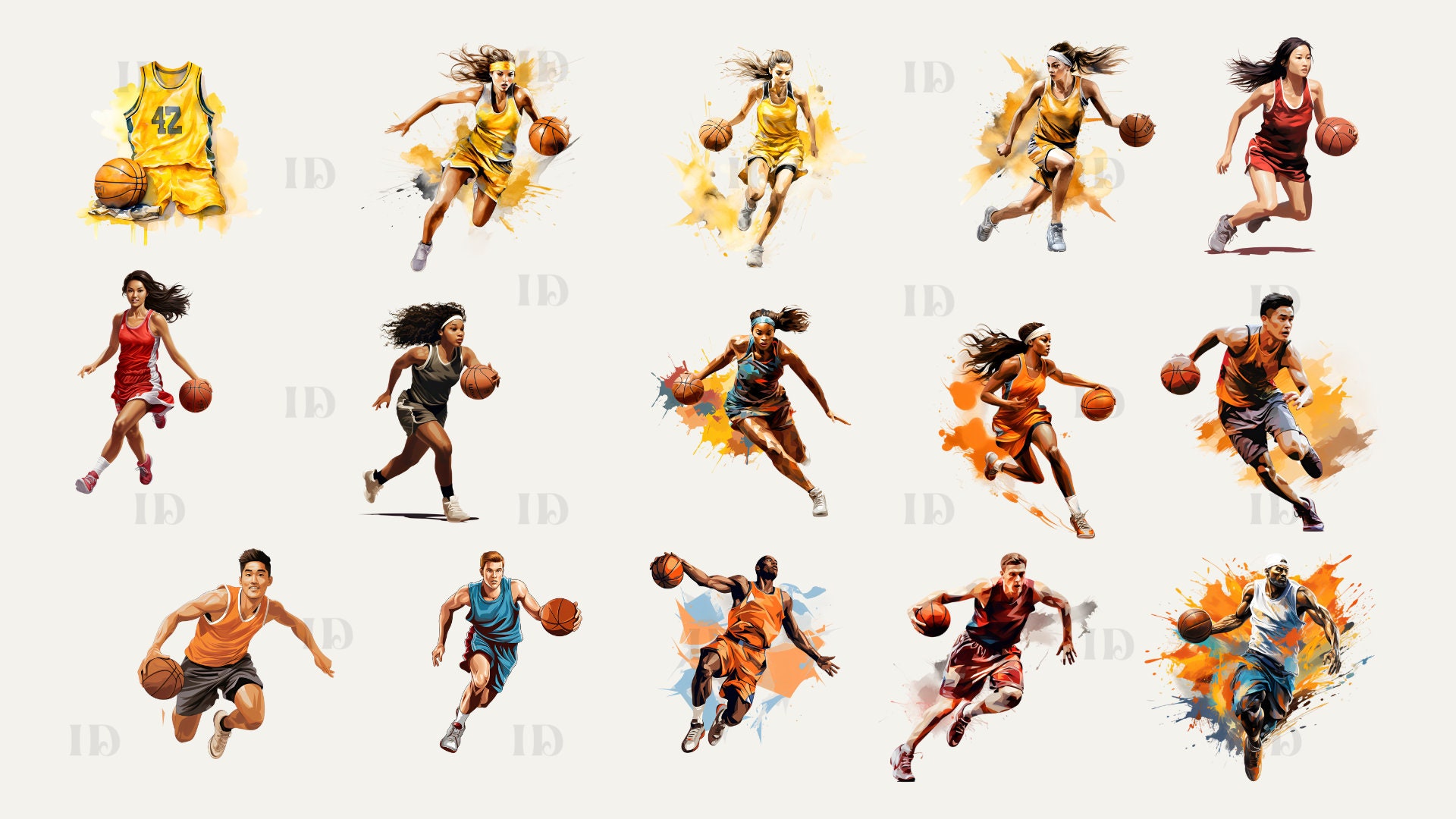 Digital Basketball Clipart Set | 72 Basketball PNG Images | Sports ...