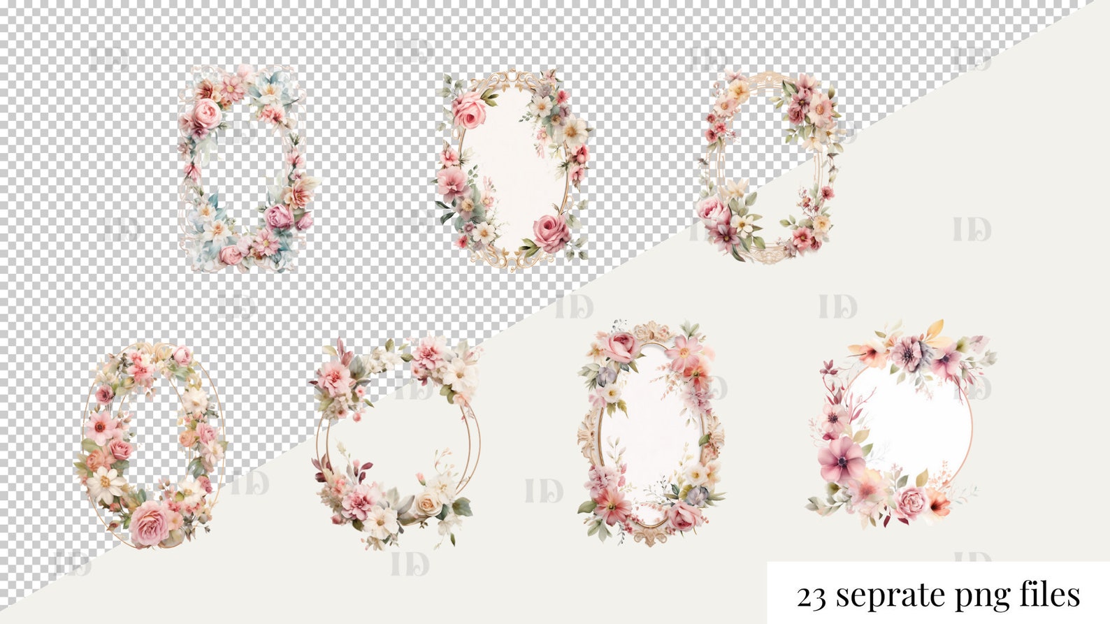 Clipart Frames Floral Clipart Set Borders Flowers Clipart Romantic ...