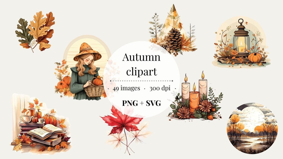 Cozy Autumn Clipart Set | 49 PNG & SVG Images (commercial Use) - Etsy
