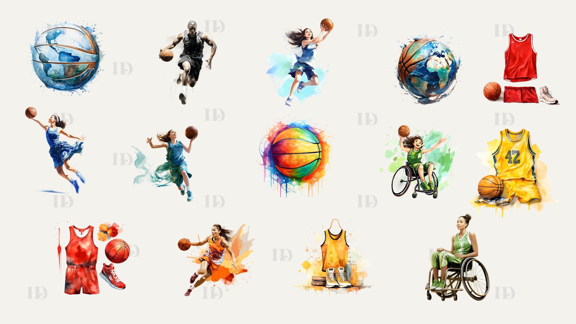 Digital Basketball Clipart Set | 72 Basketball PNG Images | Sports ...