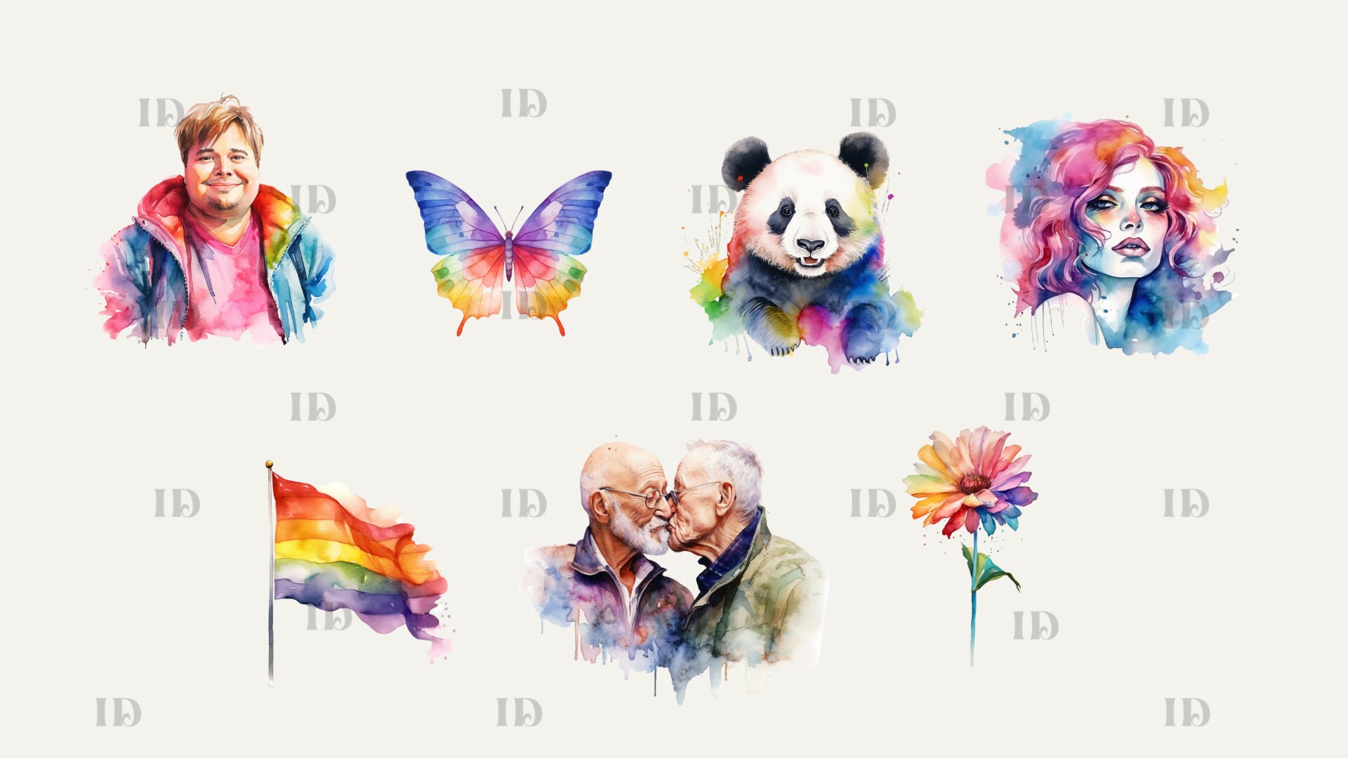 Vibrant Pride Watercolor Clipart Set People Balloons - Etsy