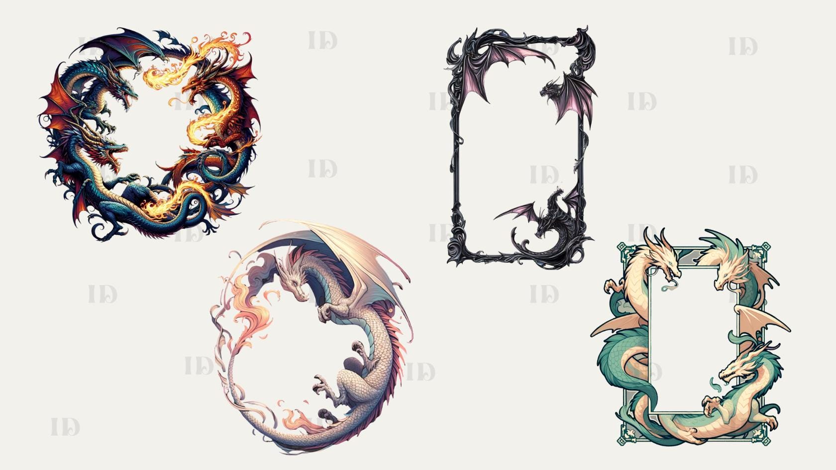 Dragon Clipart Frames, Mythical Frames, Fantasy Art Clipart, Magical ...