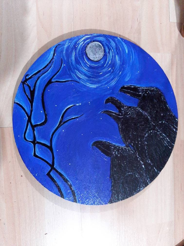 Three Ravens and the Moon Corvids, Folklore, Traditional Songs, Night ...