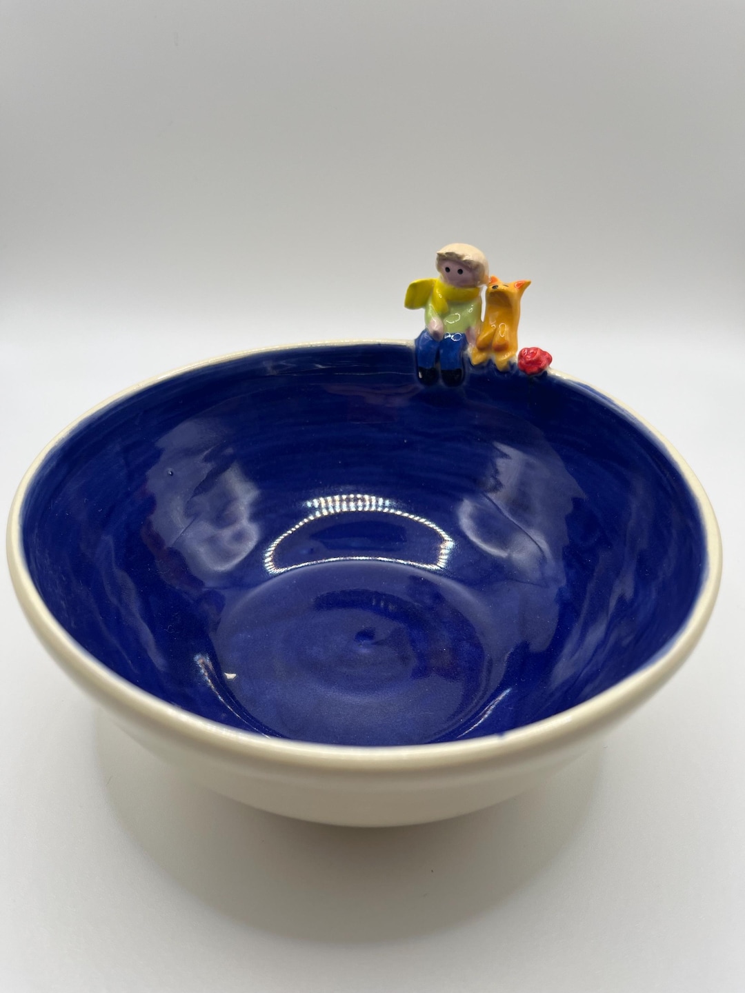 Deep Blue Bowl With the Little Prince, Fox, and Rose - Etsy