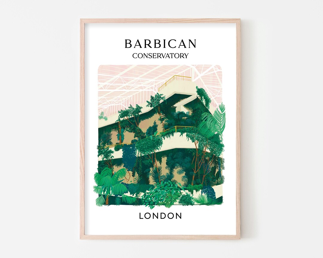 Barbican Conservatory Brutalist Garden Art Print - London Attraction ...