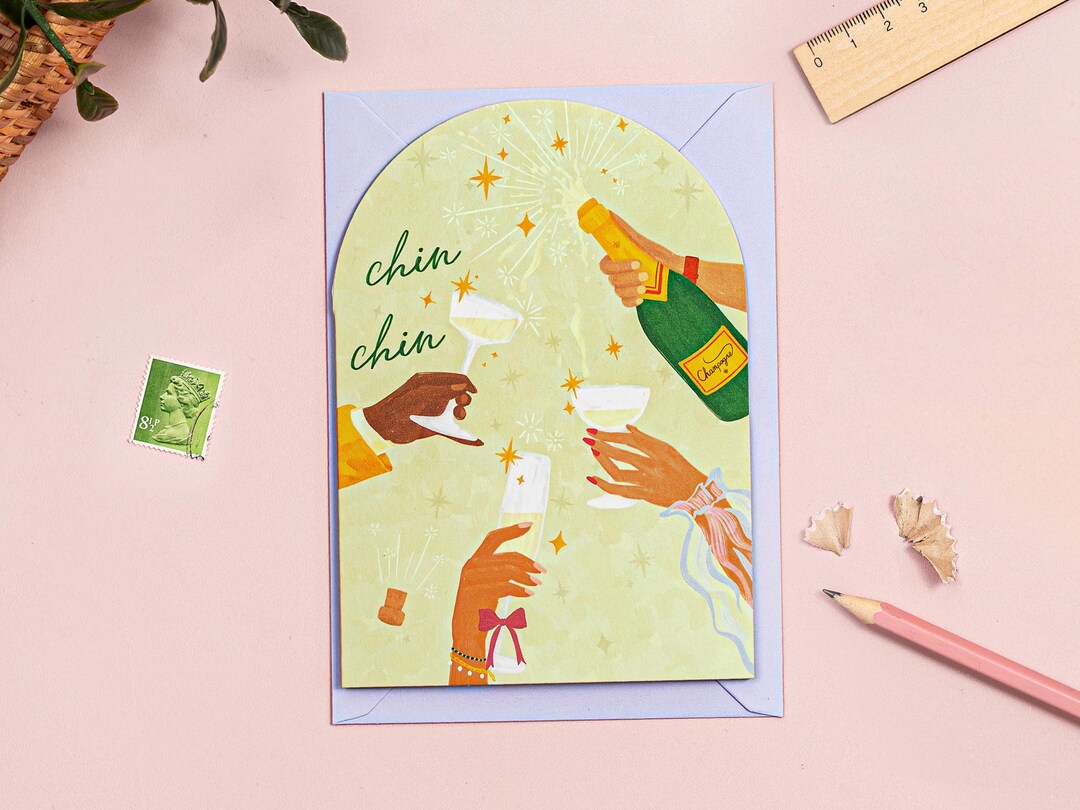Celebratory Champagne Cheers Greeting Card for Congratulations ...