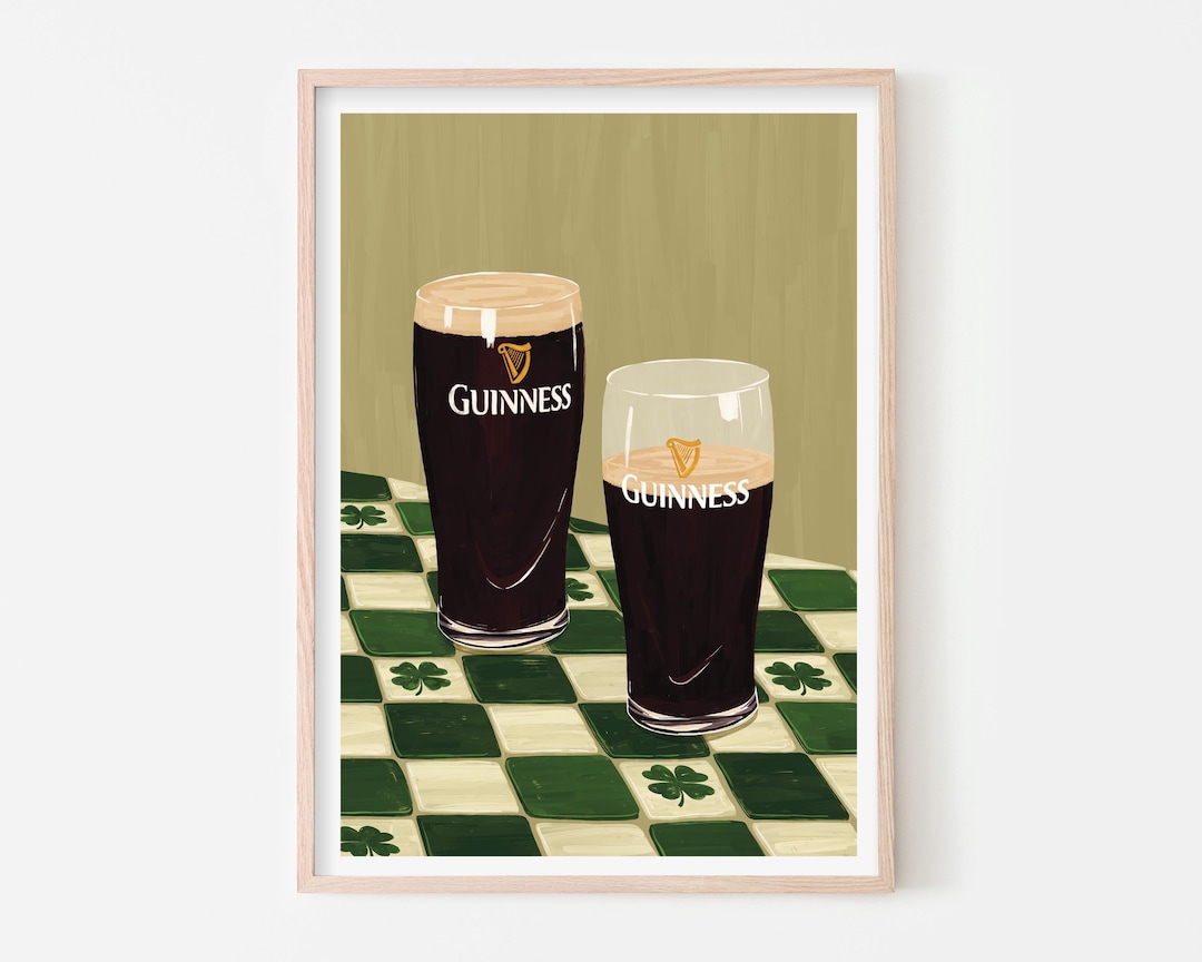 Guinness Art Print, Irish Beer Poster for Home Bar, Dublin Drinks Wall ...
