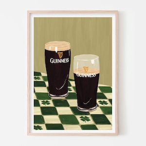 Guinness Art Print, Irish Beer Poster for Home Bar, Dublin Drinks Wall ...