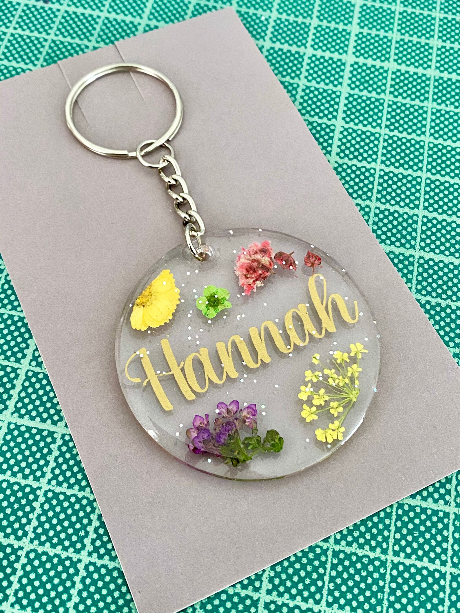 Personalised Floral Keyring / Acrylic Keychain / Resin Keyring | Etsy UK