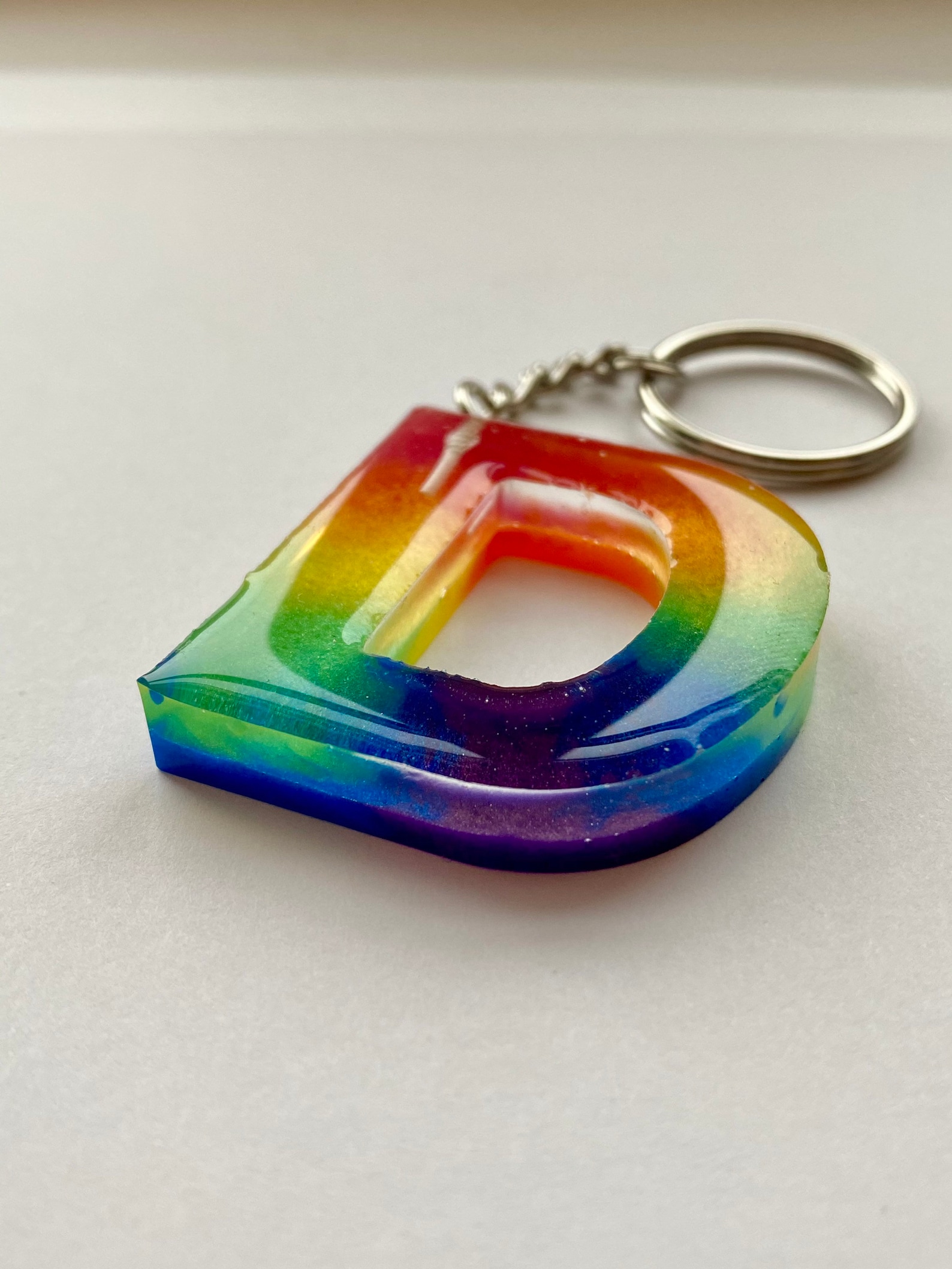 Rainbow Initial Keyring / Initial Keyring / Rainbow Keyring / - Etsy UK