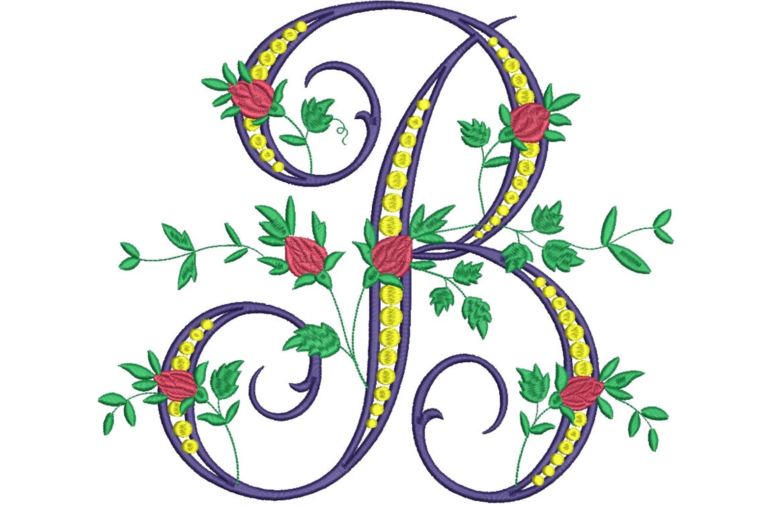Letter B embroidery Fancy Vine Monogram Embroidery B | Etsy