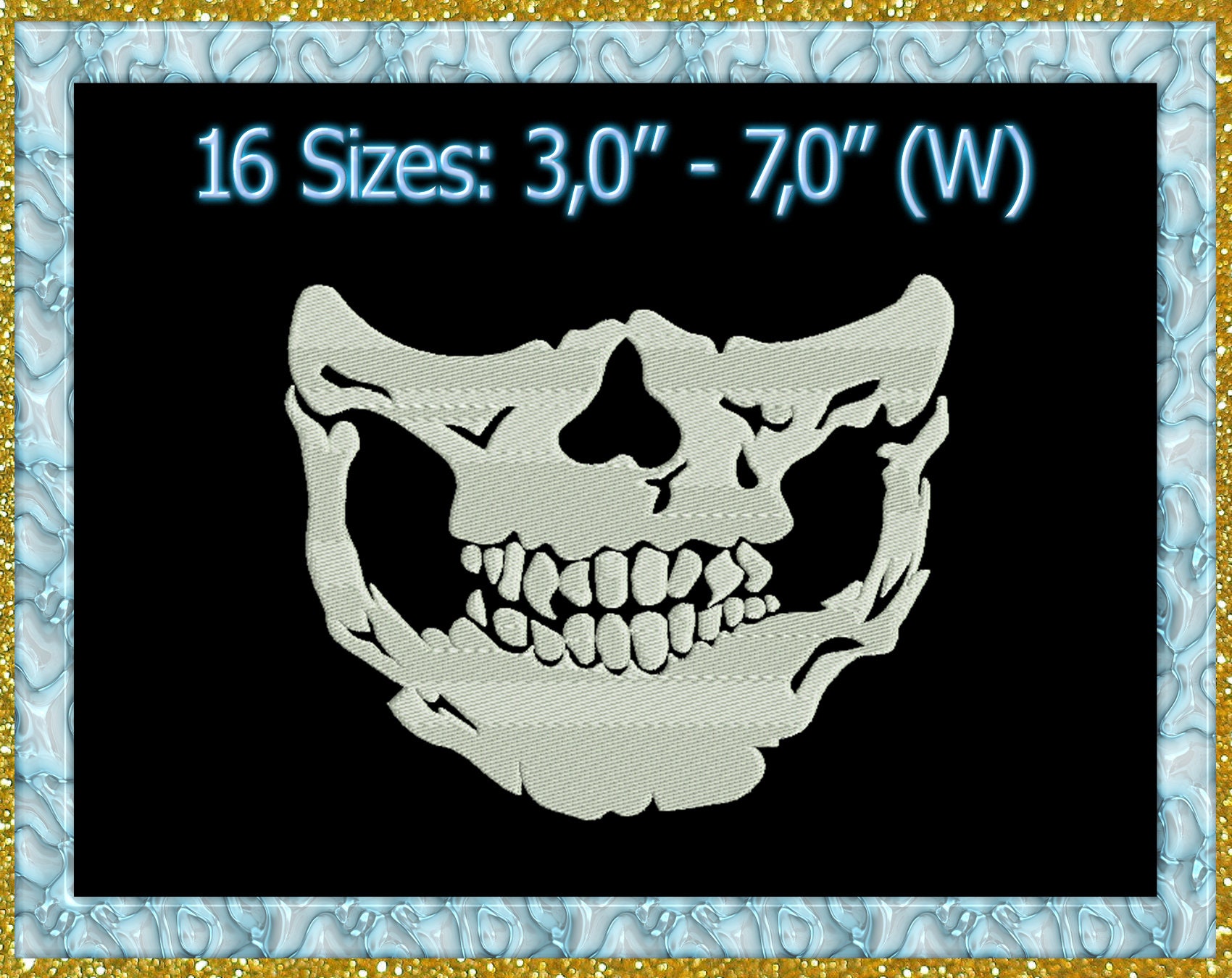 Skull smile Mouth mask SKELETON Smile Embroidery Desig for | Etsy