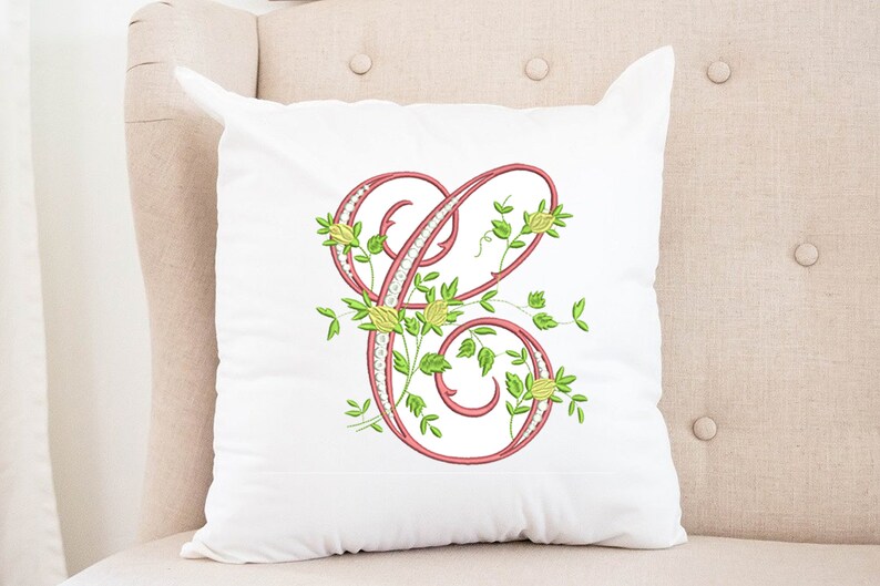 Letter C embroidery Fancy Vine Monogram Embroidery C | Etsy