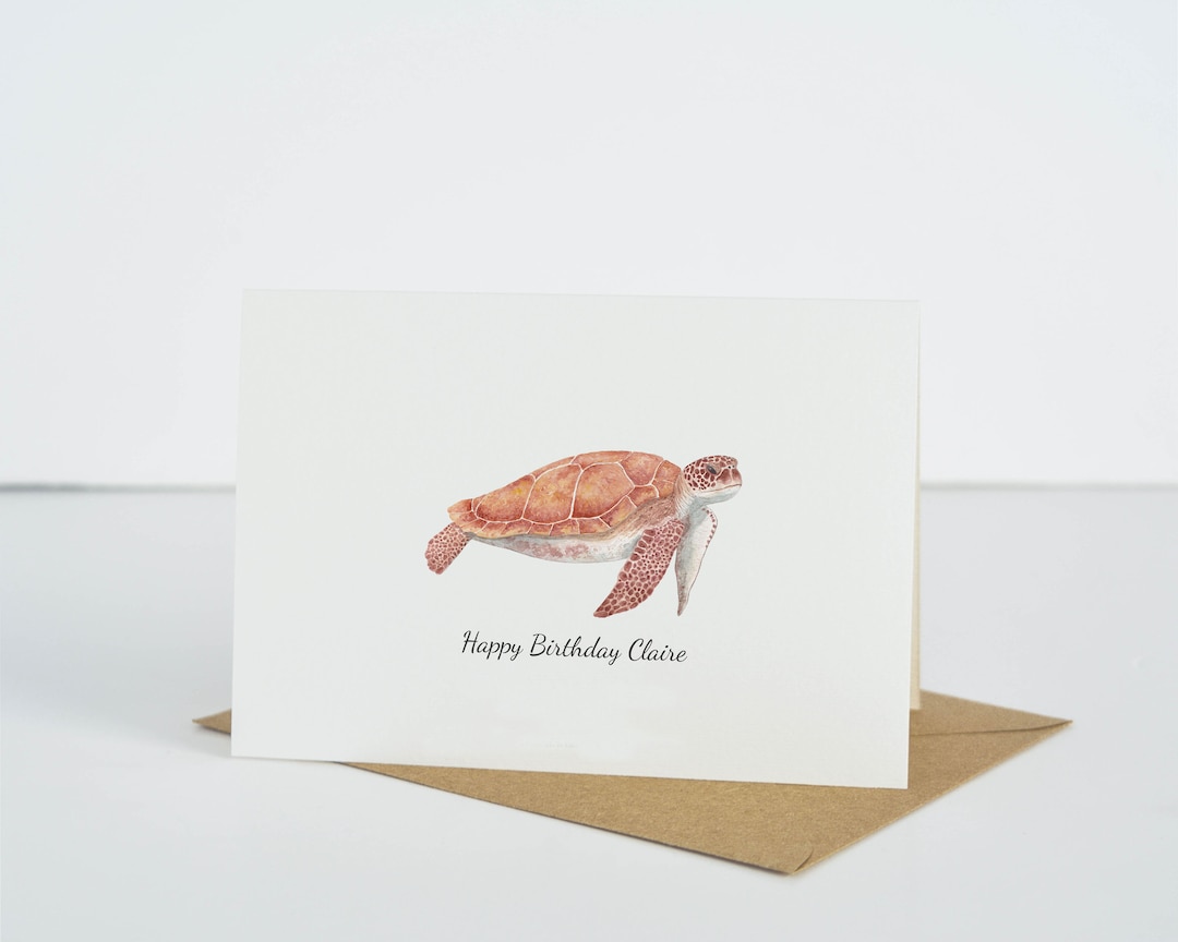 Sea Turtle Birthday Card Sea Turtle Blank Card Turtle - Etsy