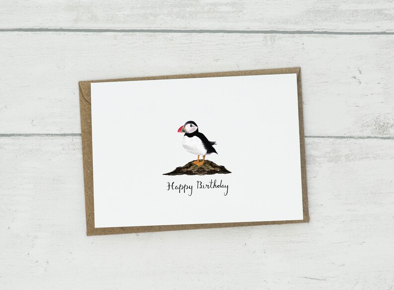 Puffin Card Puffin Birthday Card Puffin Notecard Bird Card | Etsy UK