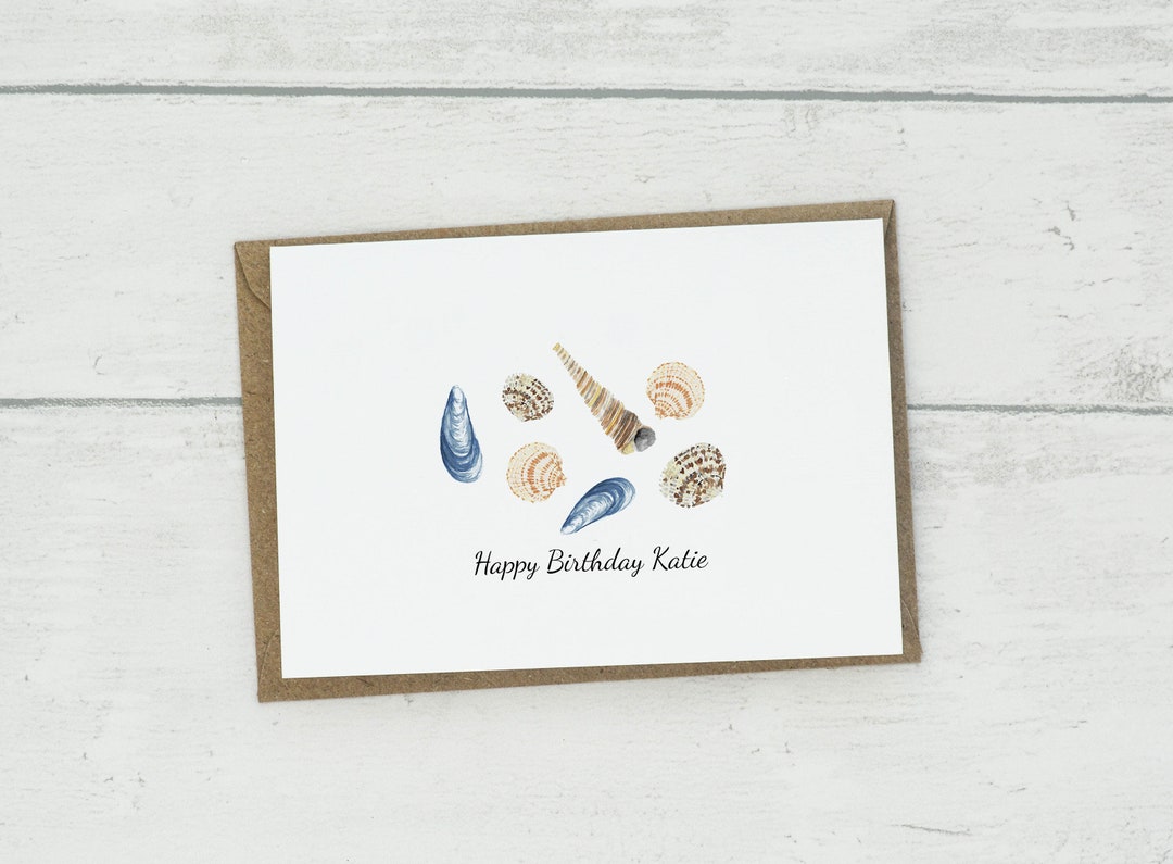 Sea Shell Birthday Card, Shell Birthday Card, Beach Birthday Card, A6 ...