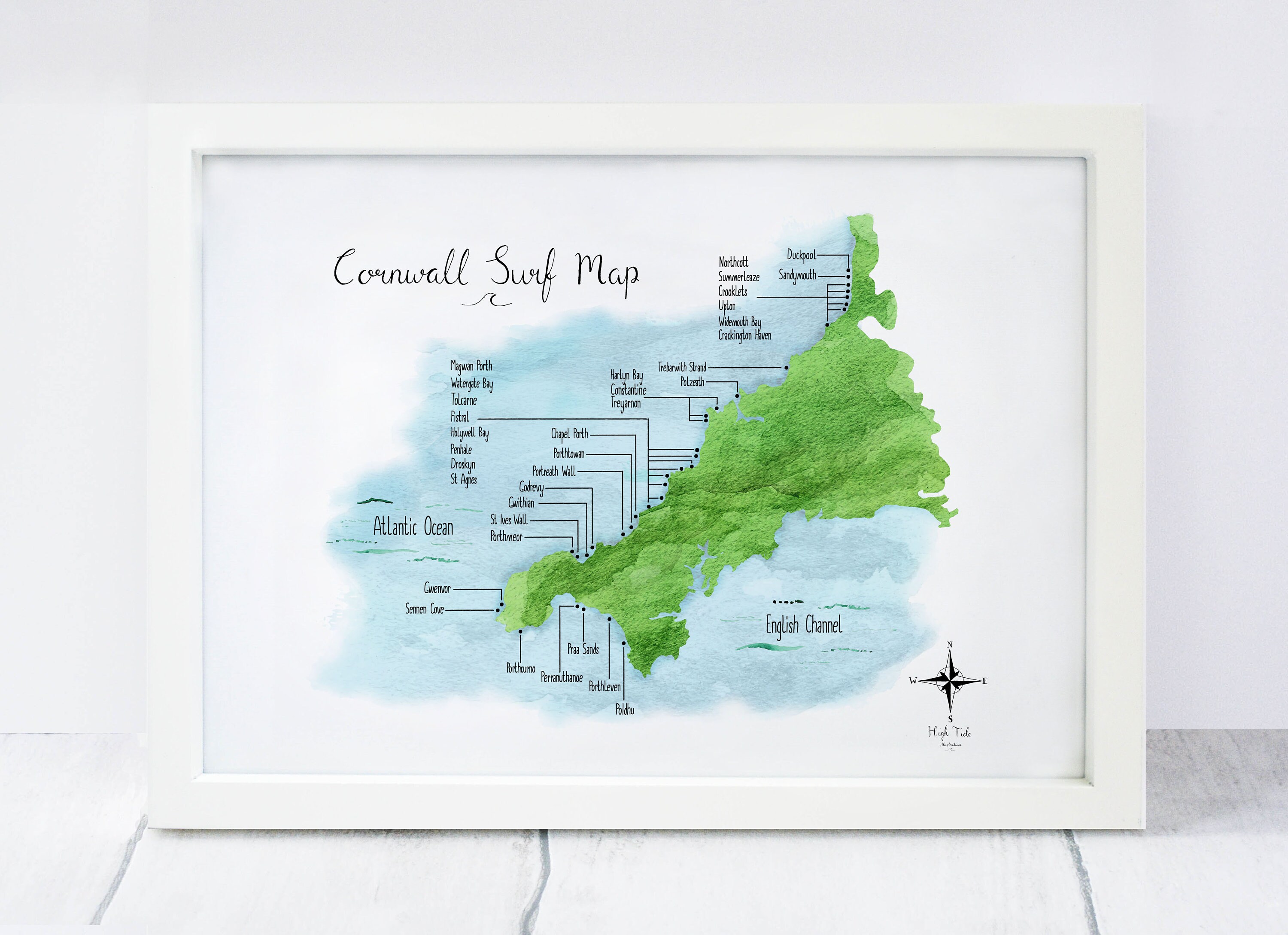 Cornwall Surf Map Surfing Cornish Map Surf Print Surf Art - Etsy UK