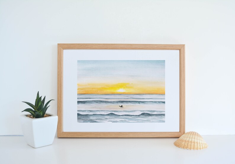 Sunset Print Sunset Art Ocean Art Ocean Print Surf Print | Etsy