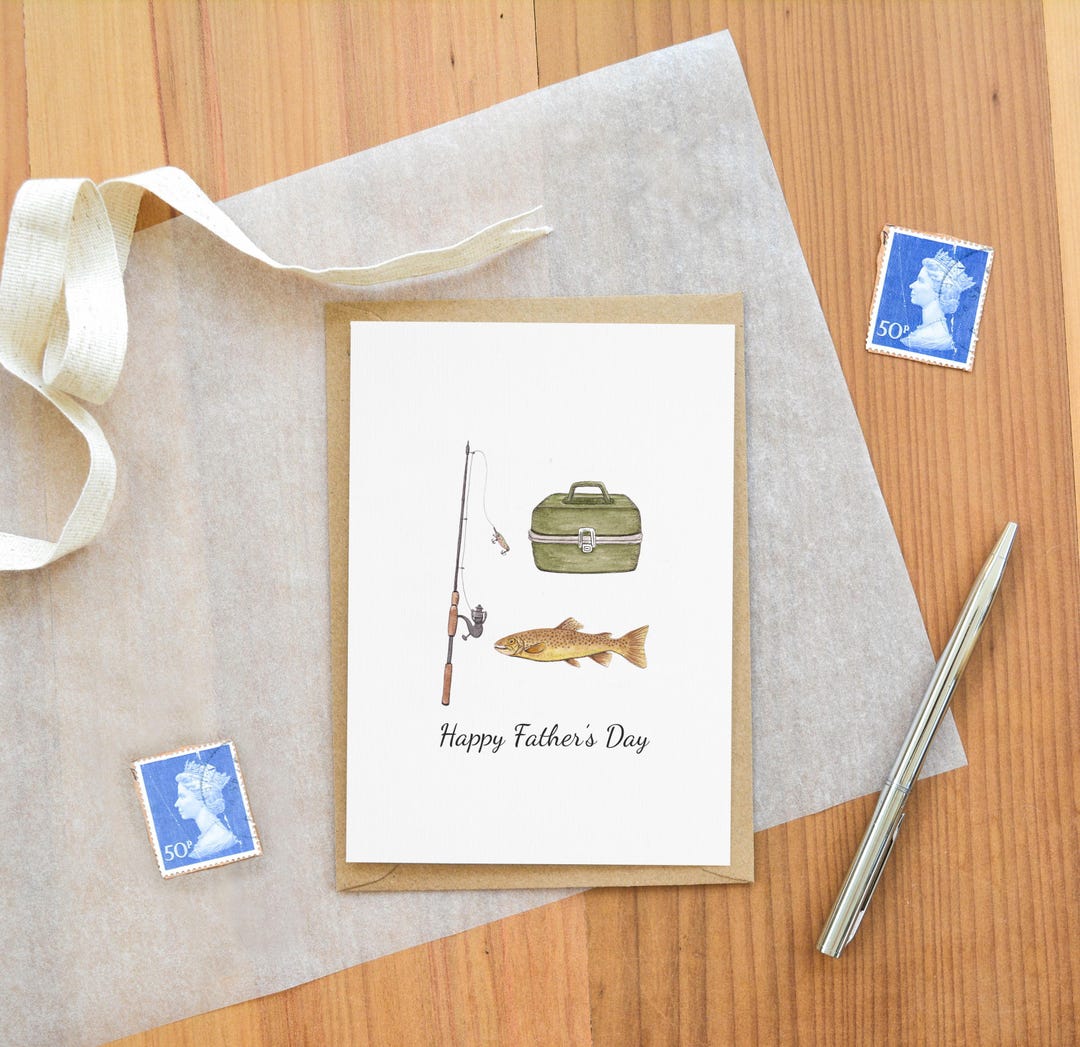 Father's Day Fishing Card, Card for Dad, Happy Father's Day, A6 or 5x7 ...