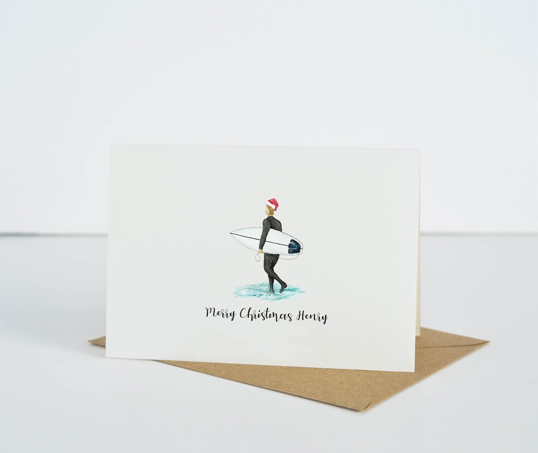Personalised Surfing Christmas Card, Christmas Card for Surfer, Surfer ...