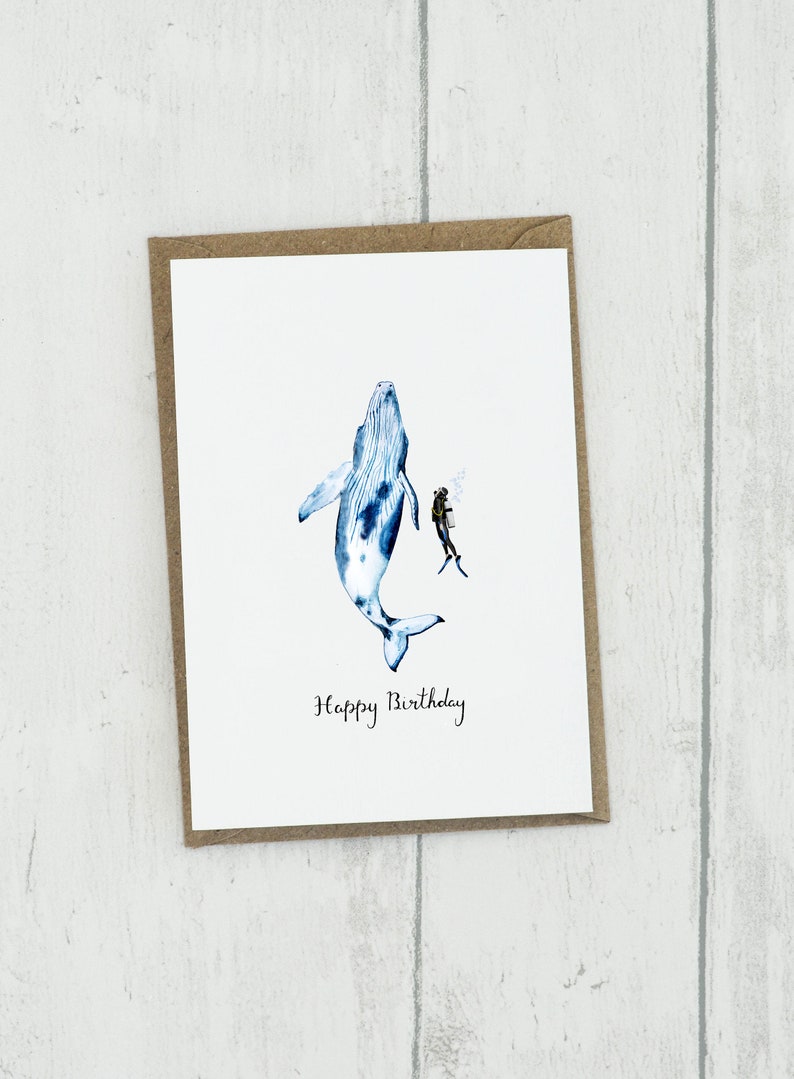 Whale Card Diving Card Scuba Diving Card Ocean Card A6 | Etsy
