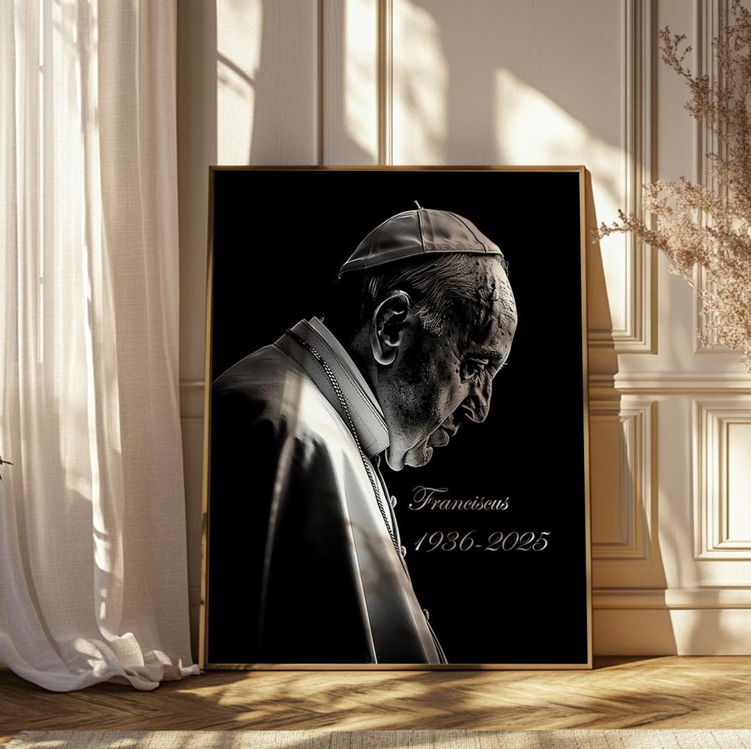 Pope Francis, Minimalist Pope Francis Portrait Print, Catholic Wall Art ...