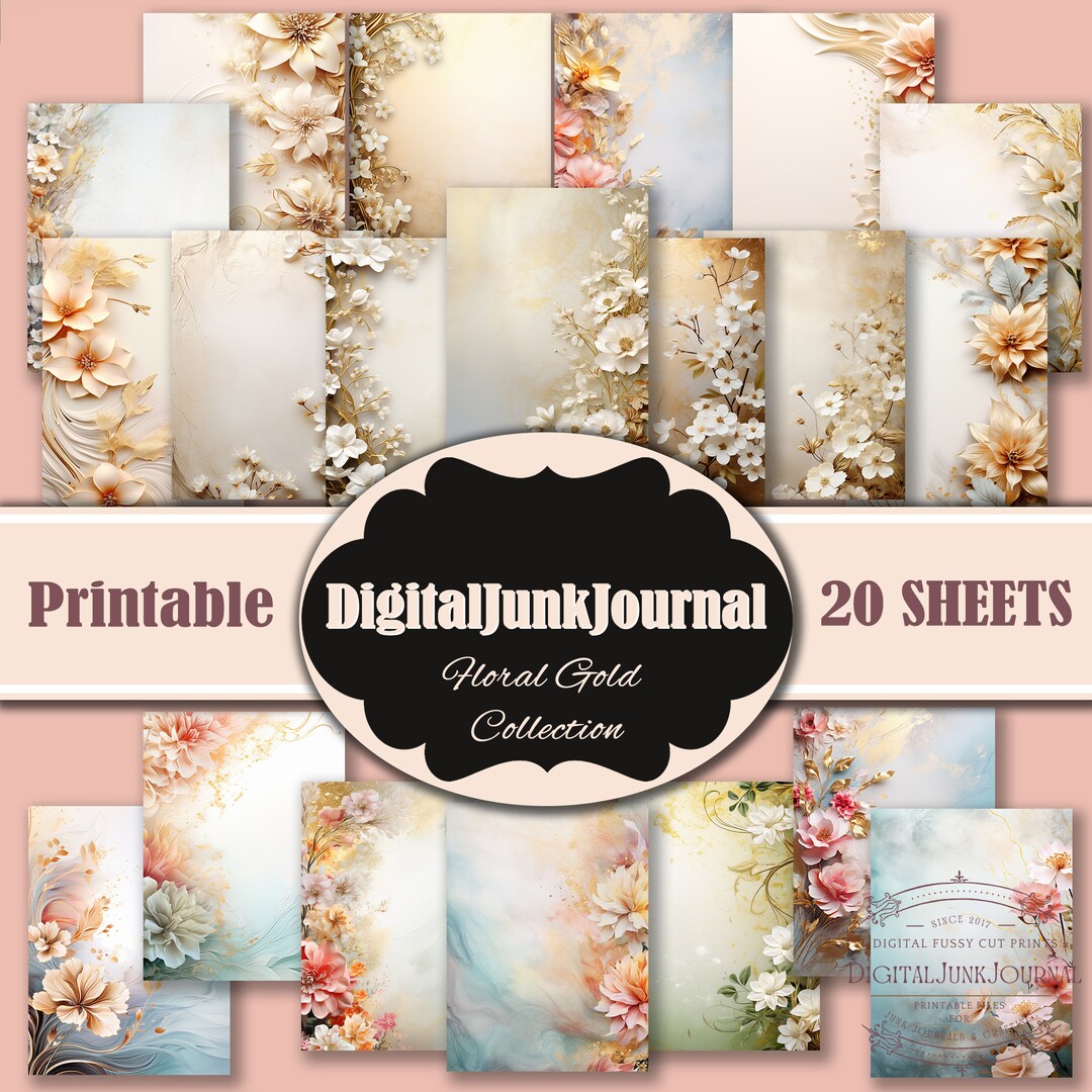 Junk Journal, 3D Flower, Gold & Ivory, Fussy Cuts, Vintage, Victorian ...