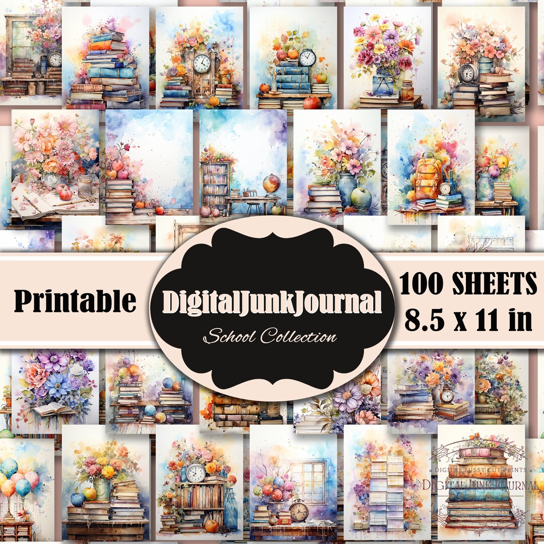 Big Bundle, School Junk Journal Paper, Digital Download, Mixed Media ...