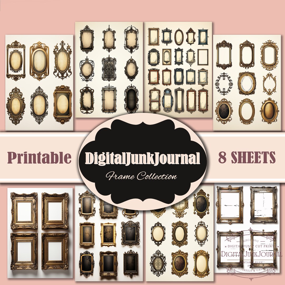 Vintage Frames Sheet 8 JPG, Journal Cards Junk Journal Kit, Shabby ...