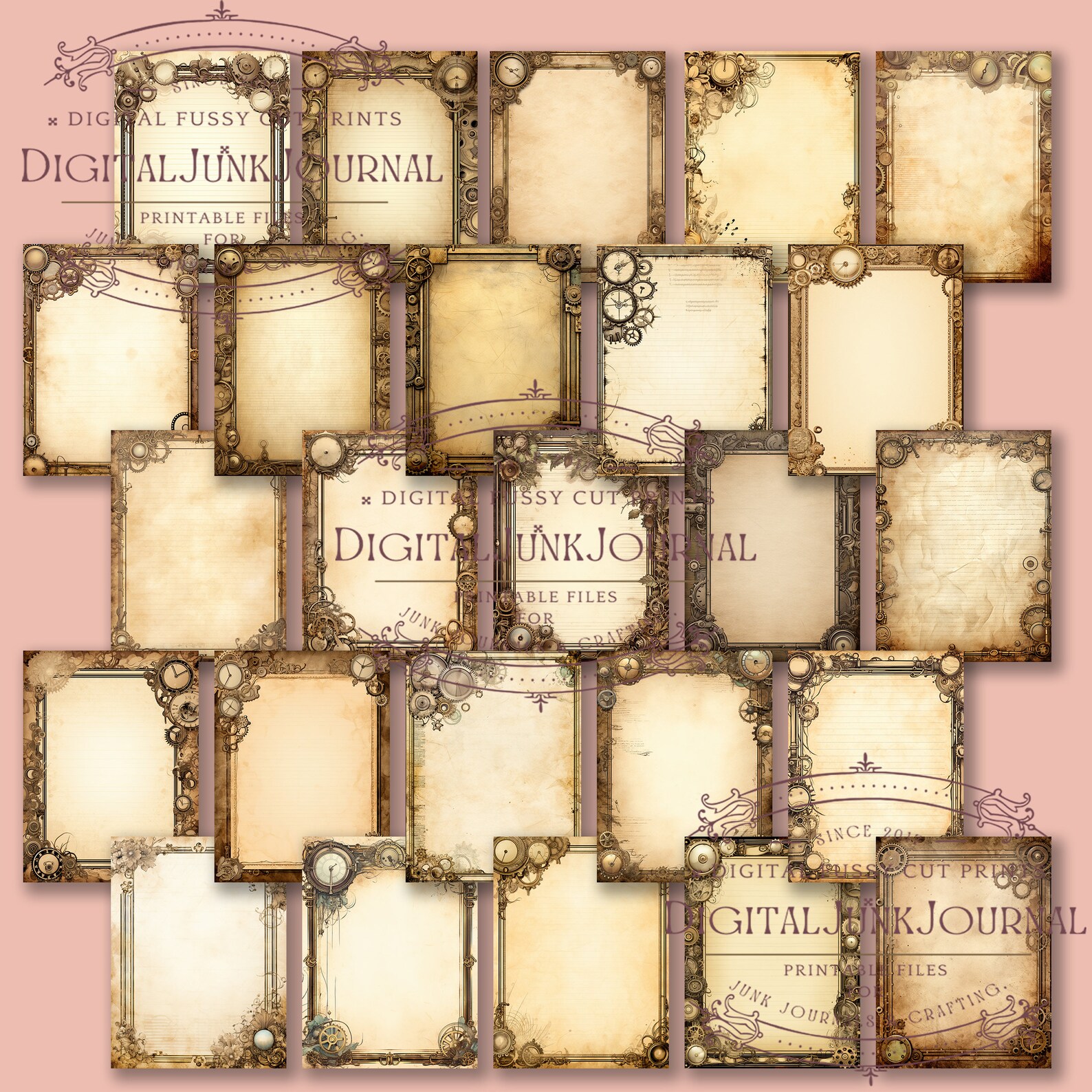 Steampunk Junk Journal Sheets, Digital Industrial Paper, Victorian ...