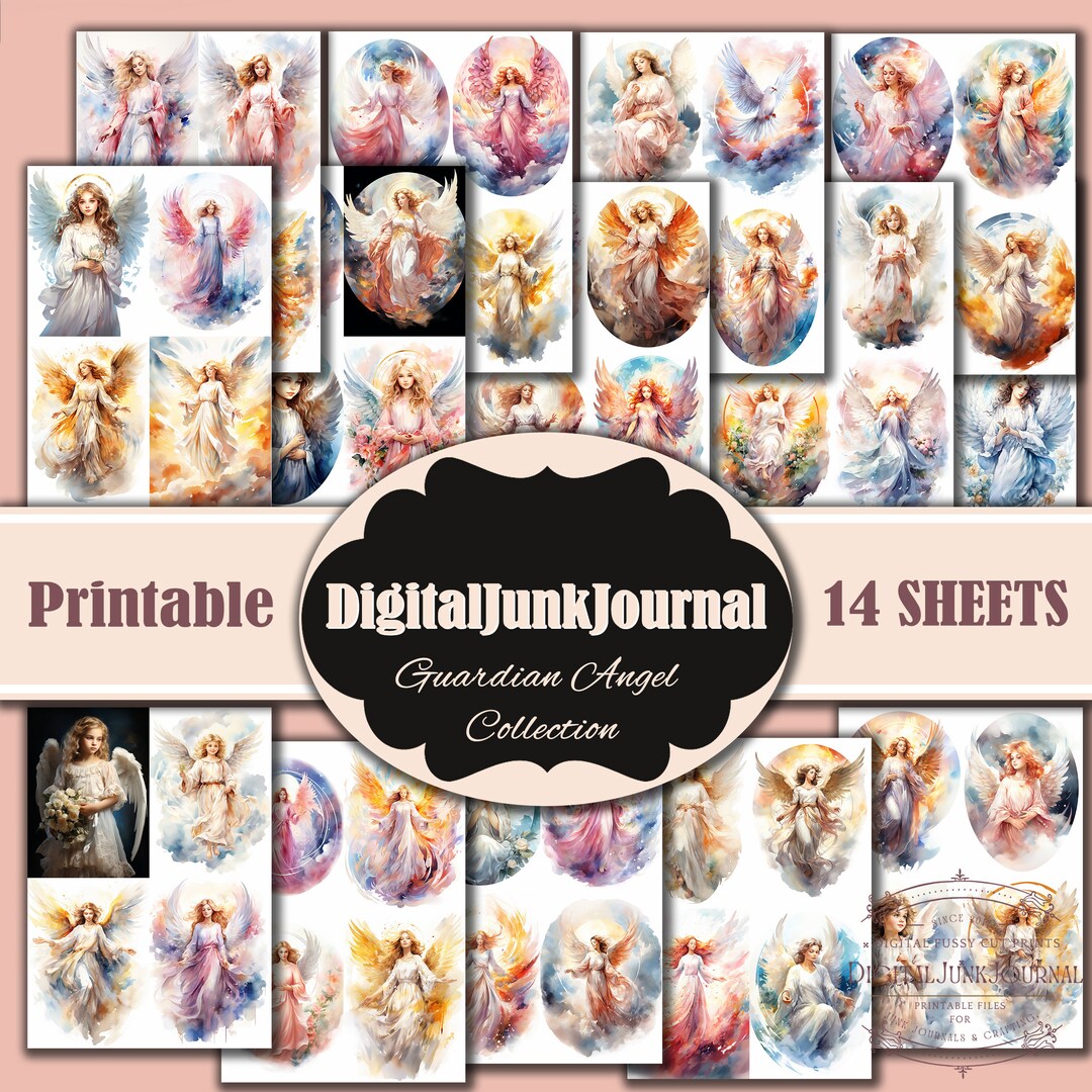 Guardian Angel, Holy Spirit, Fussy Cut Prints Kit, Junk Journal Pages ...