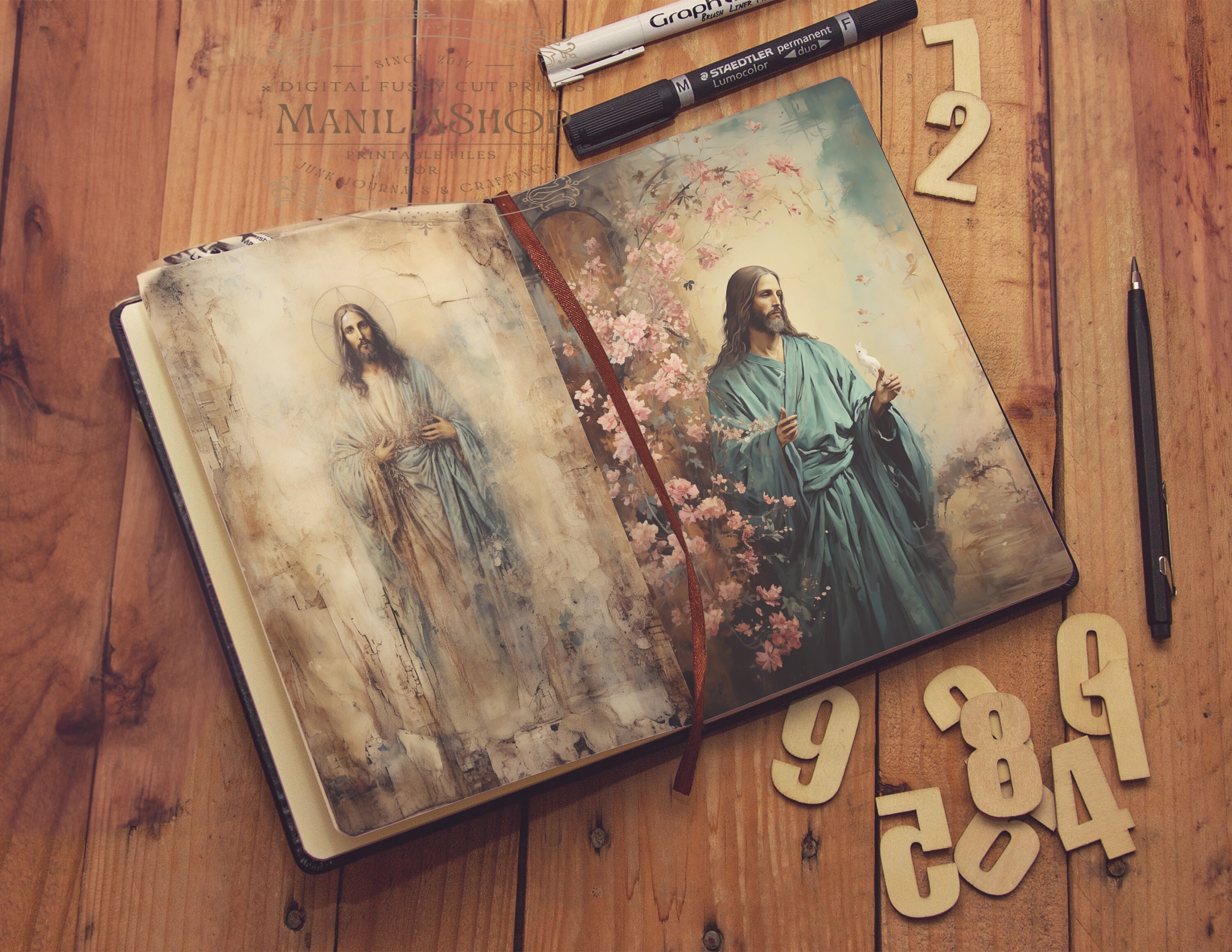 Jesus Faith Medieval Christian Junk Journal 16 Sheets, Junk Journal ...
