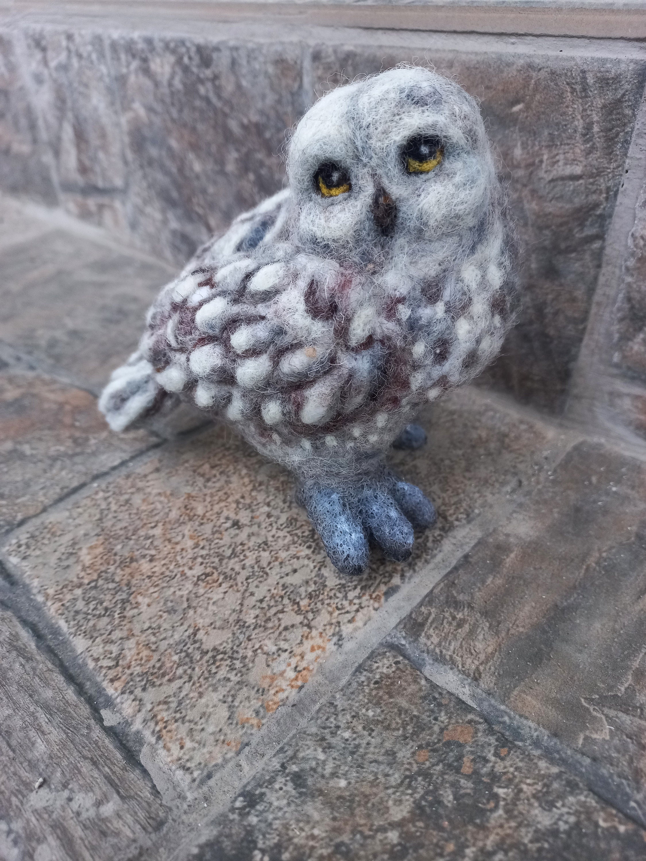 Needle Felted Owl Miniature Owl White Owl Mini Hedwig Felted Wool Owl ...