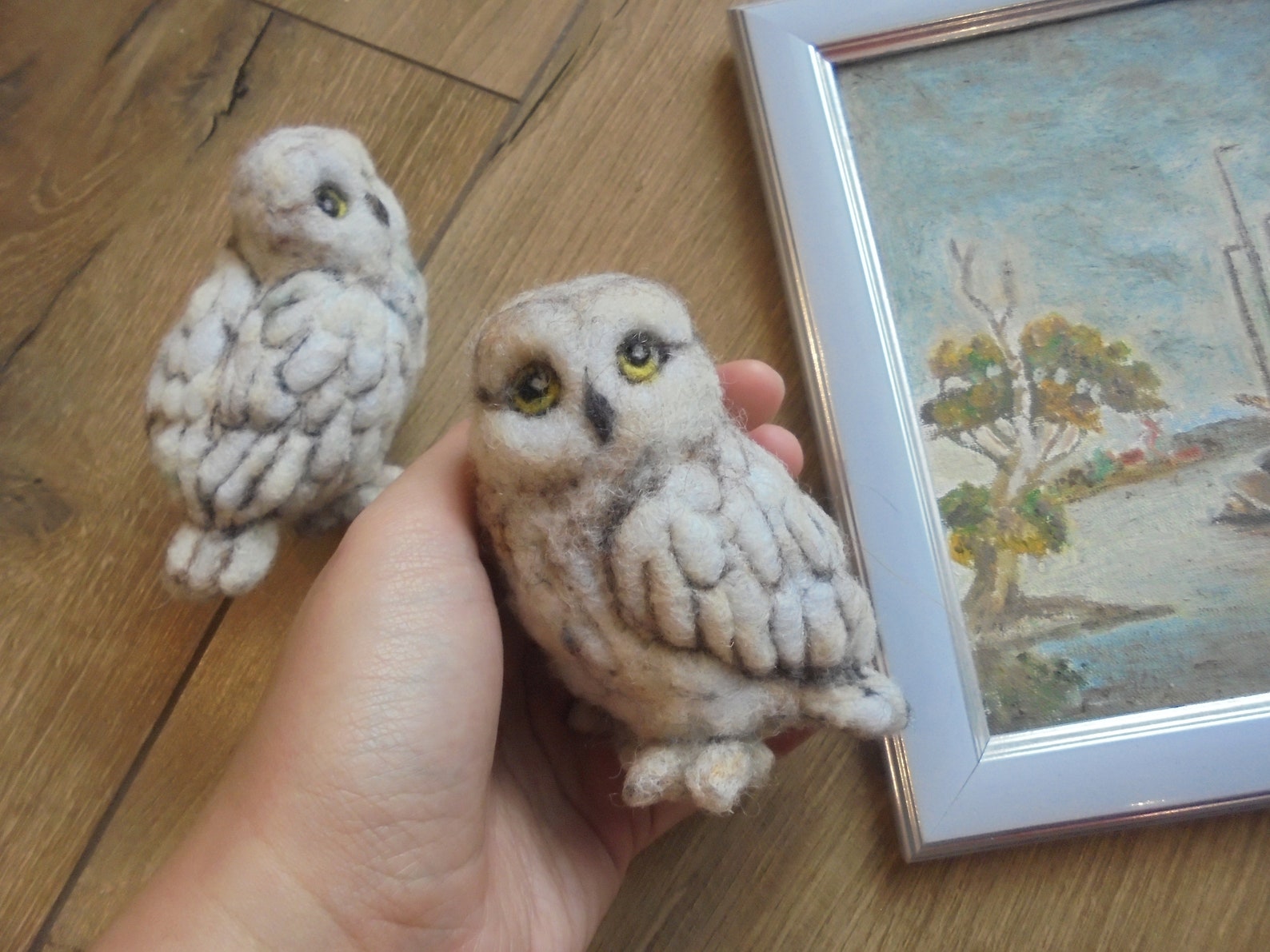 Needle Felted Owl Miniature Owl White Owl Mini Hedwig Felted Wool Owl ...