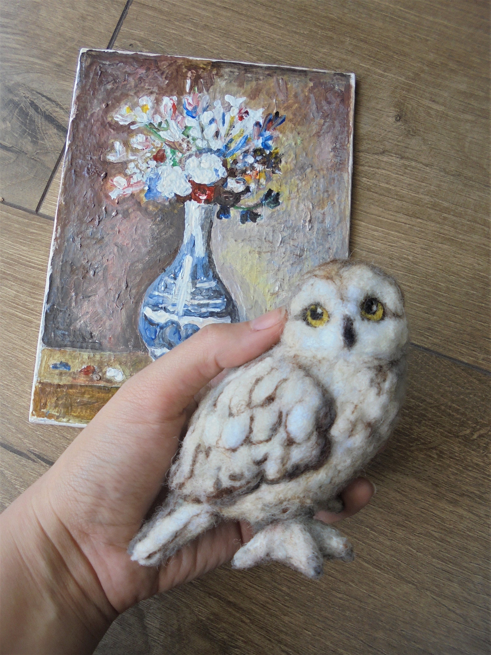 Needle Felted Owl Miniature Owl White Owl Mini Hedwig Felted Wool Owl ...