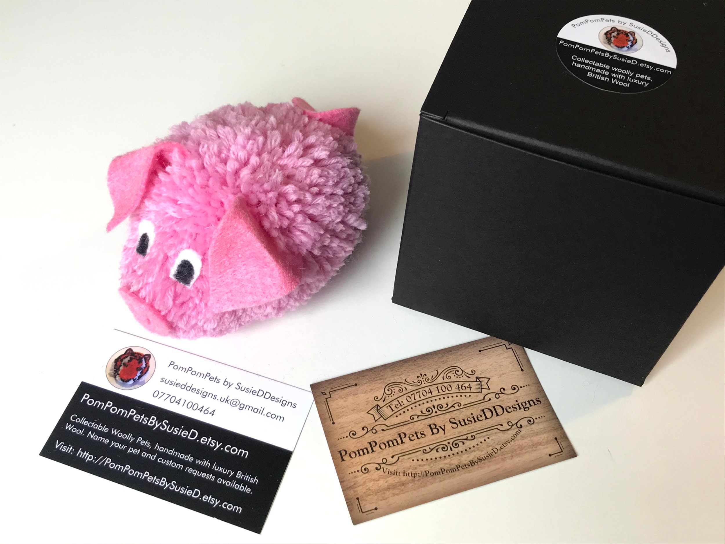 Pink Pig Gift Handmade With British Wool Pom Pom Pets - Etsy Australia