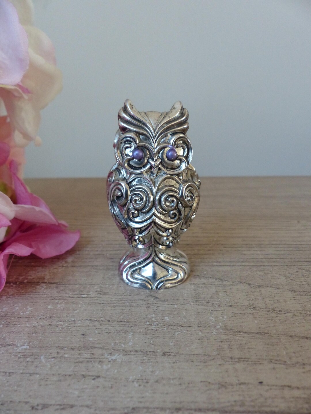 Franklin Mint Silver-plated Metal Owl Figurine – Miniature From the ...