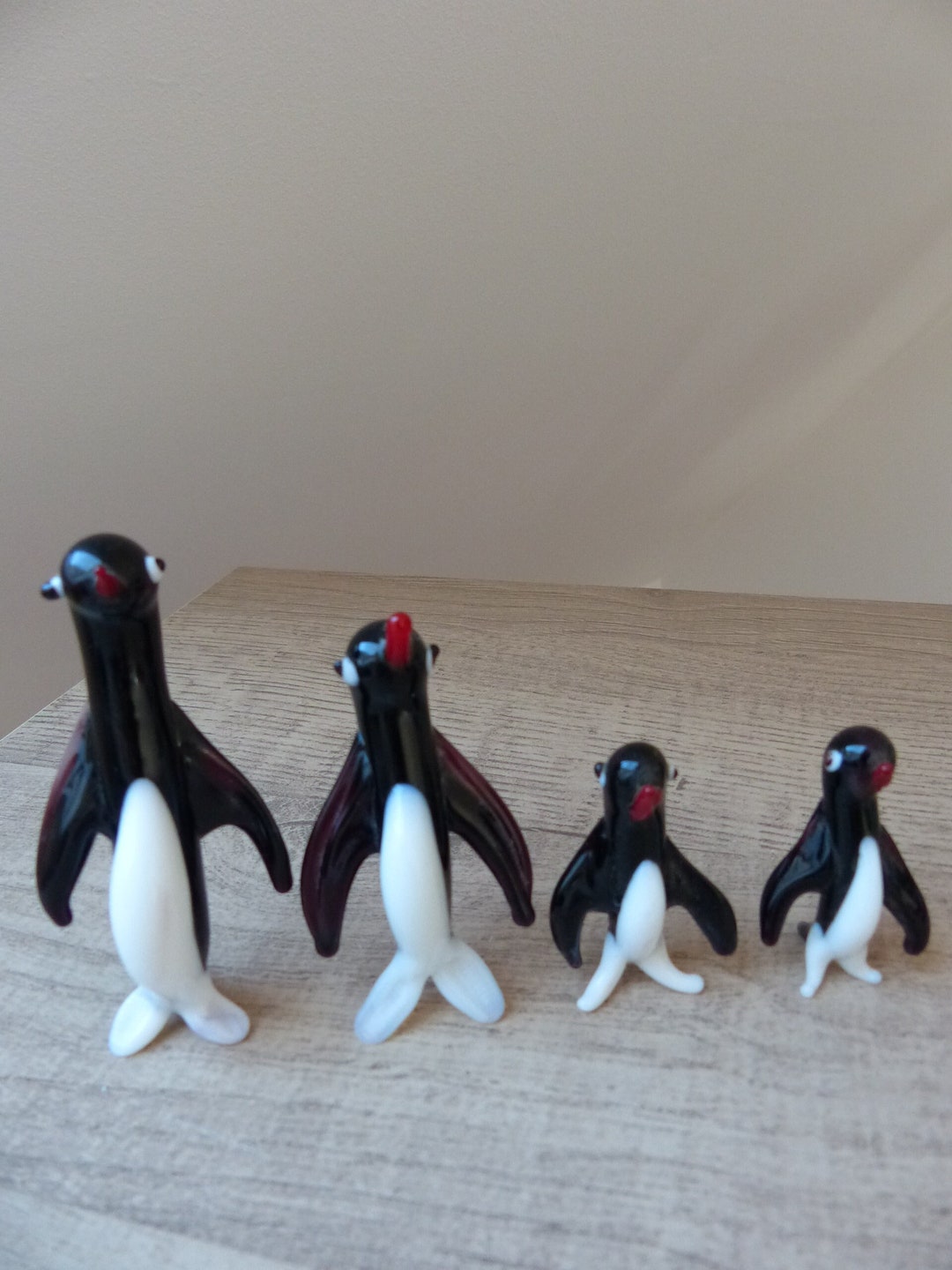 Four Miniature Figurines of Penguins Family Penguins Birds in Vintage ...